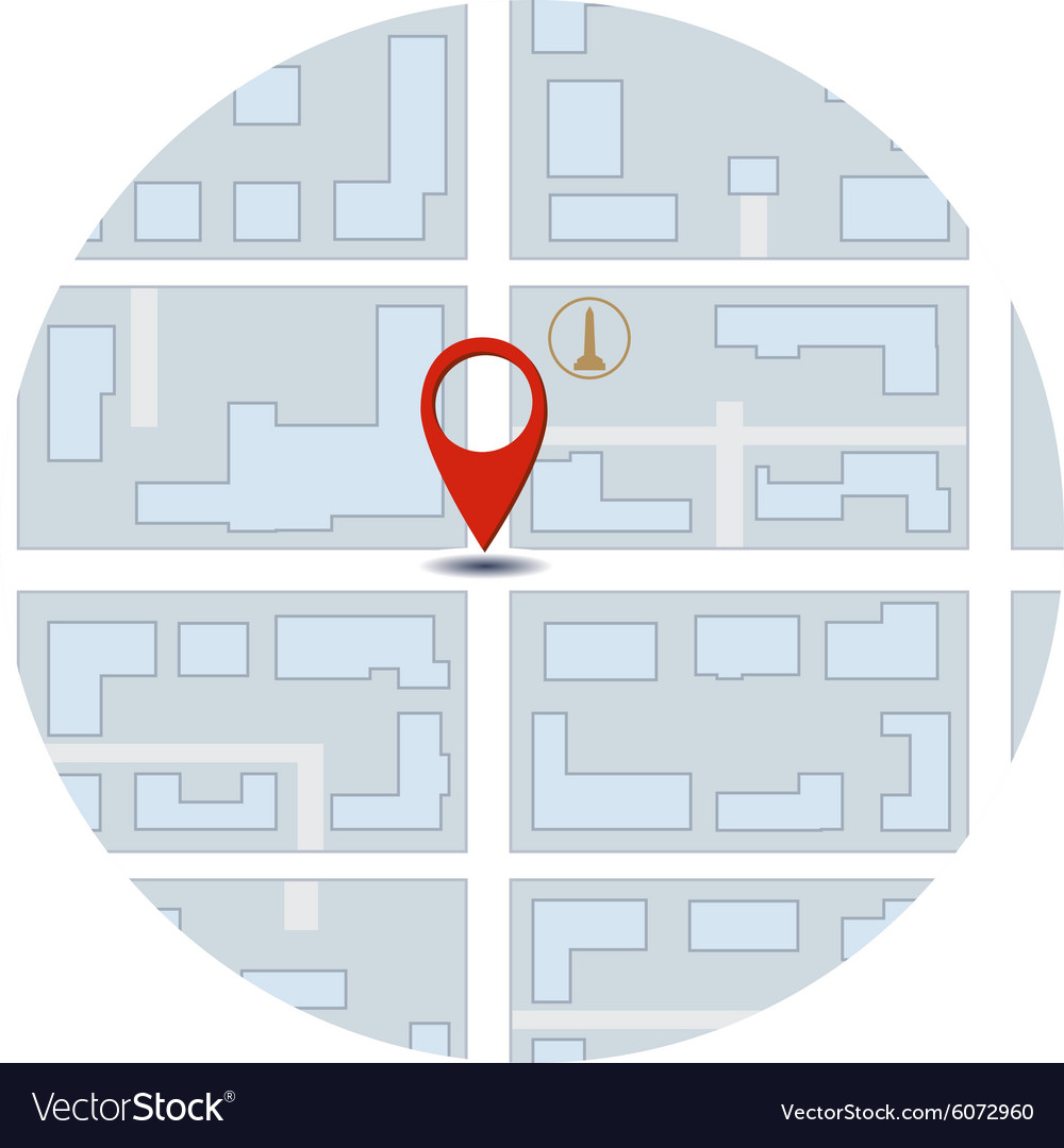 Schematic flat map with a point destination Vector Image