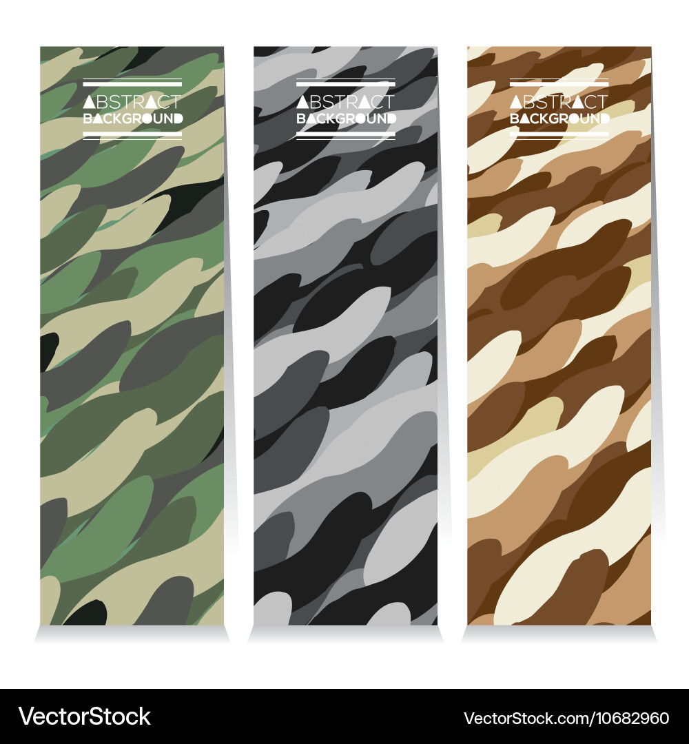 Set of three abstract camouflage vertical banners Vector Image
