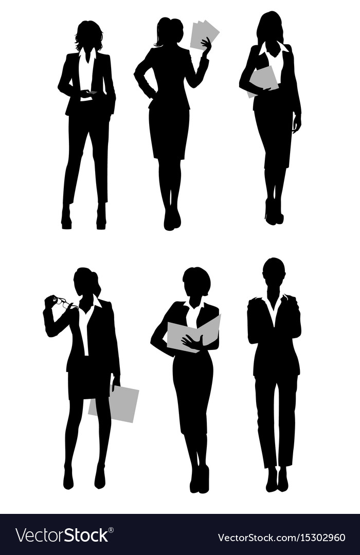 Six businesswomen silhouette Royalty Free Vector Image