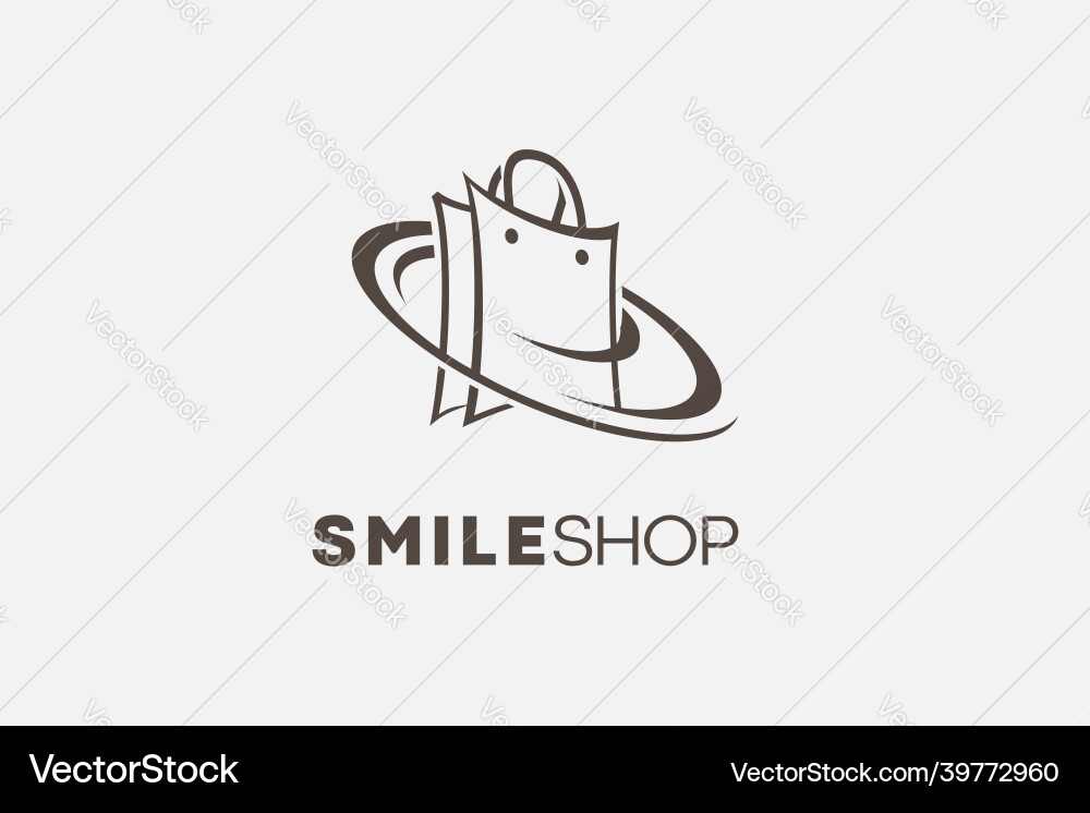 Smile shop online logo design flat Royalty Free Vector Image