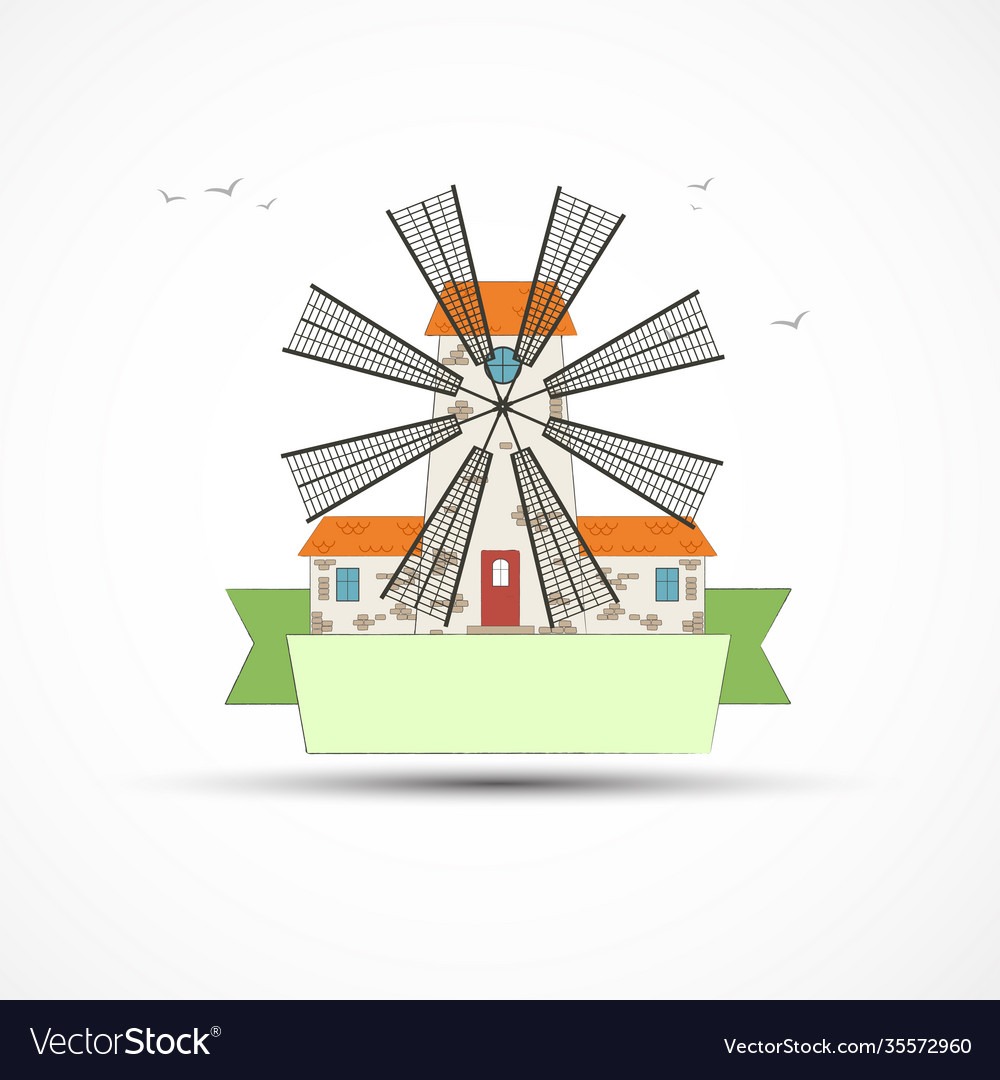 Windmill Royalty Free Vector Image - VectorStock