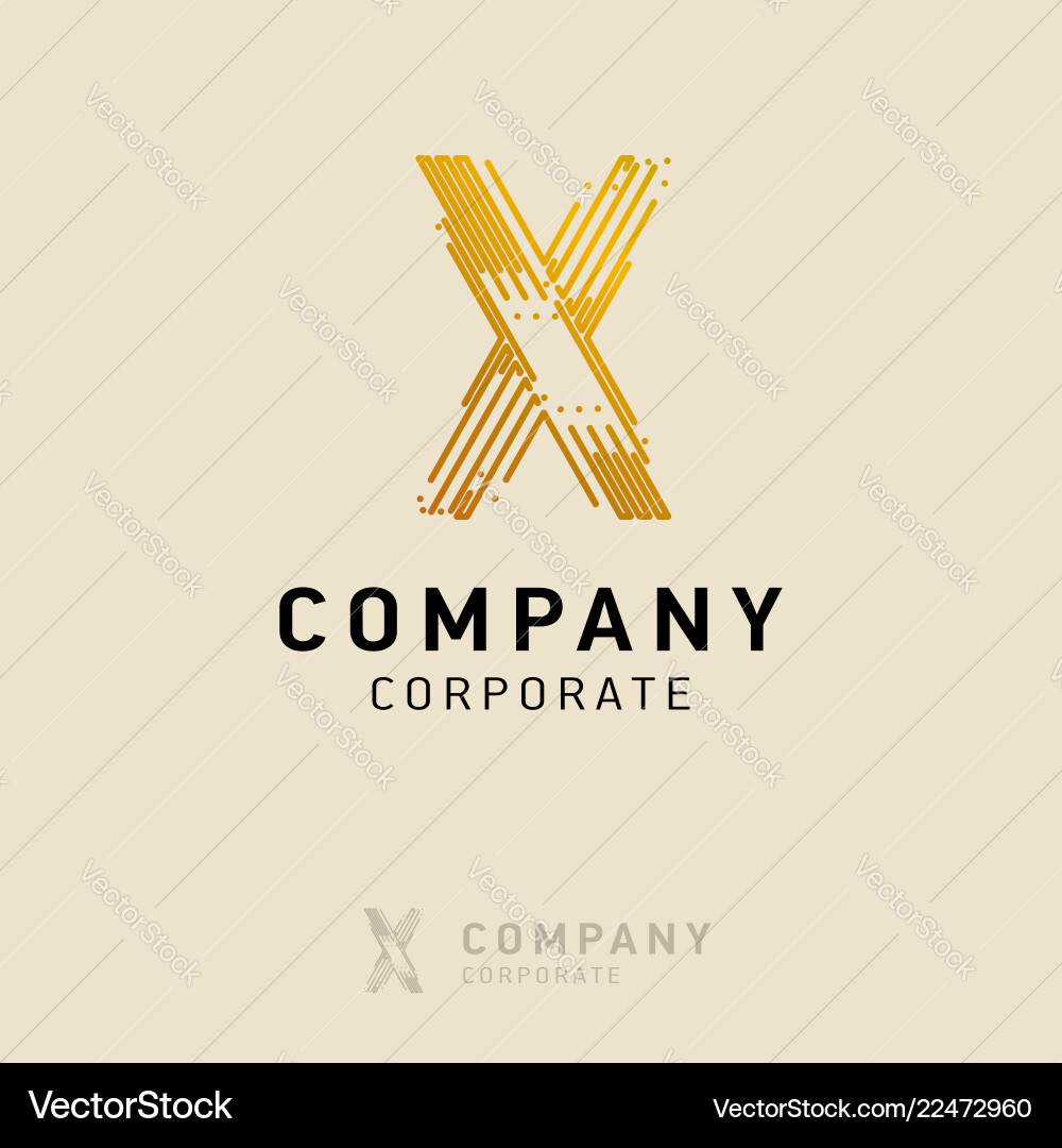 X company logo design with visiting card Vector Image