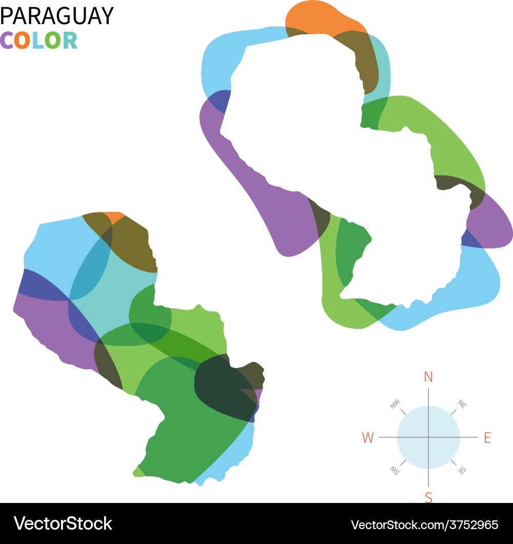 Abstract color map of Paraguay Royalty Free Vector Image
