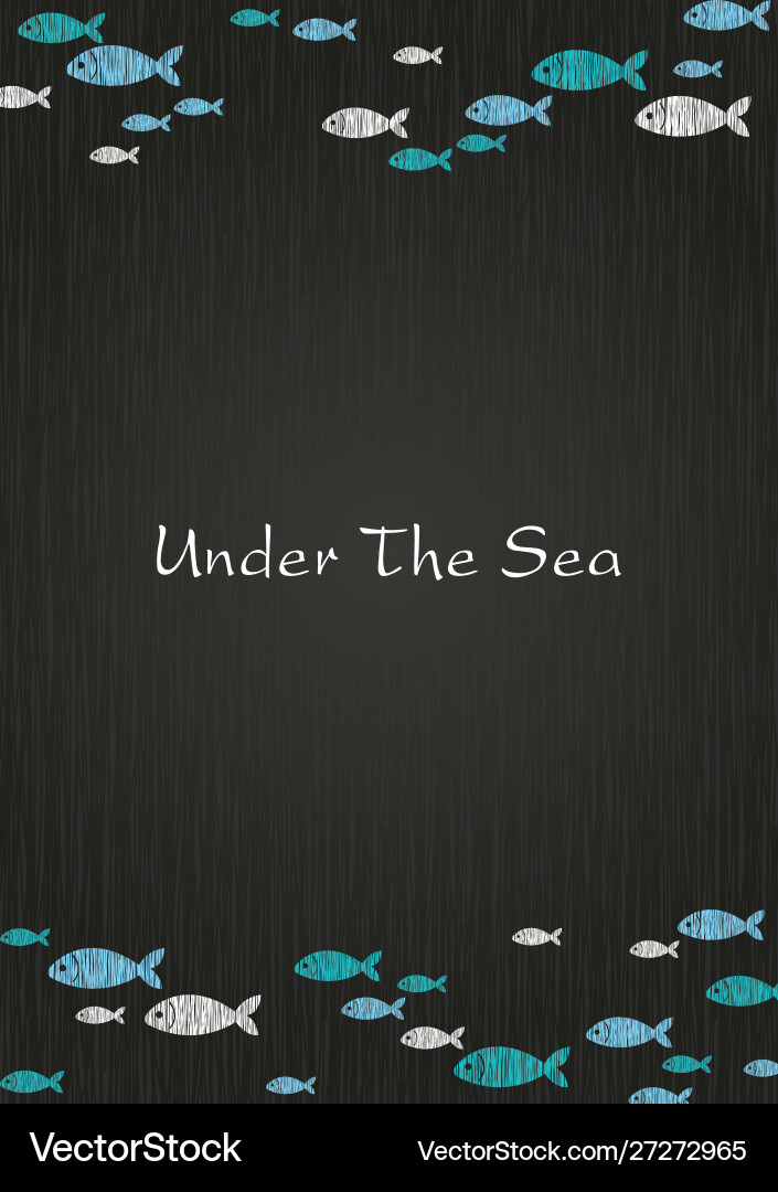 Blue and white color school fish on blackboard Vector Image