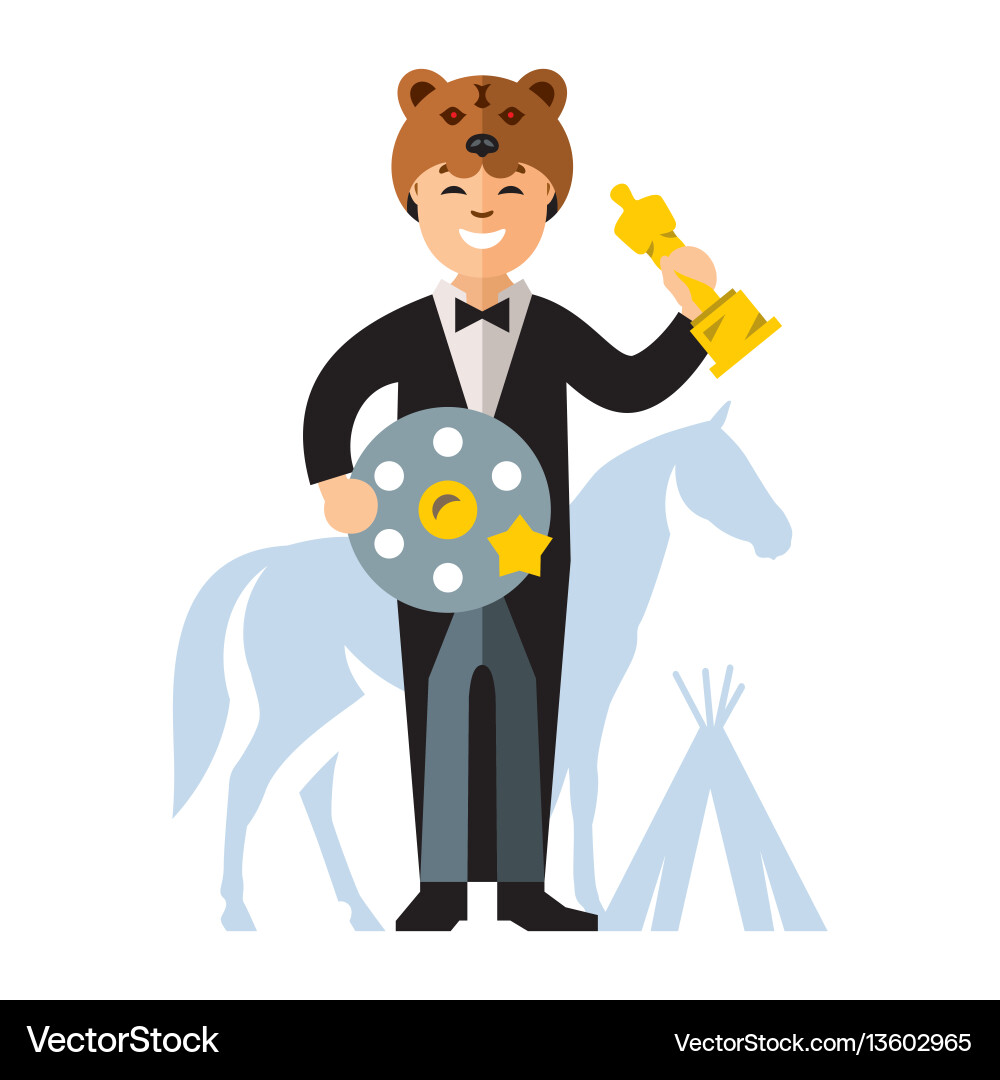 Cinema award best actor flat style Royalty Free Vector Image