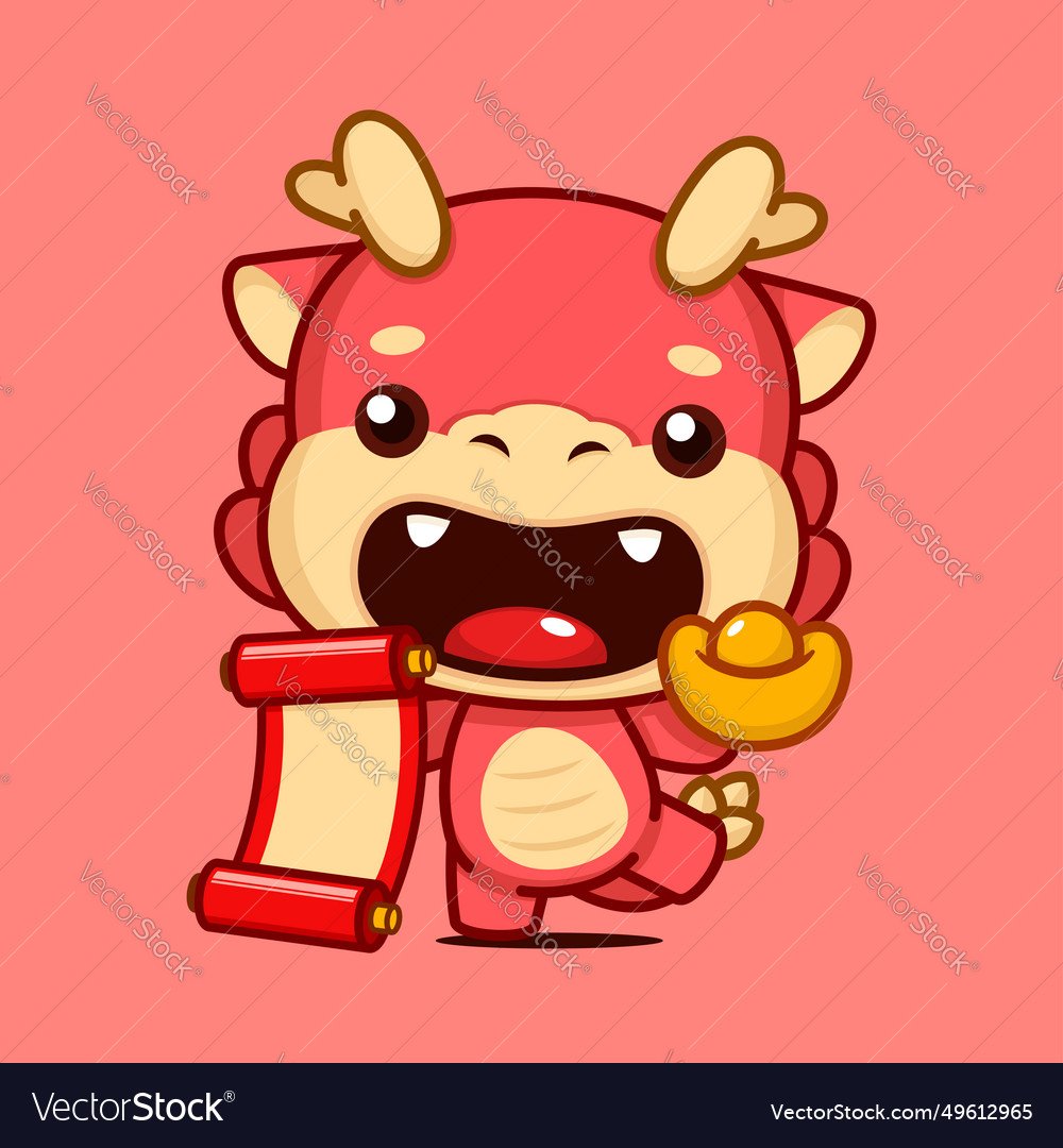 Cute chinese new year dragon zodiac cartoon Vector Image