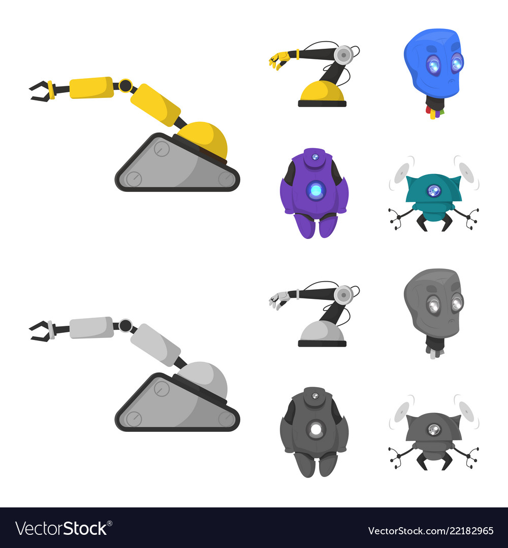 Design of robot and factory icon set Royalty Free Vector