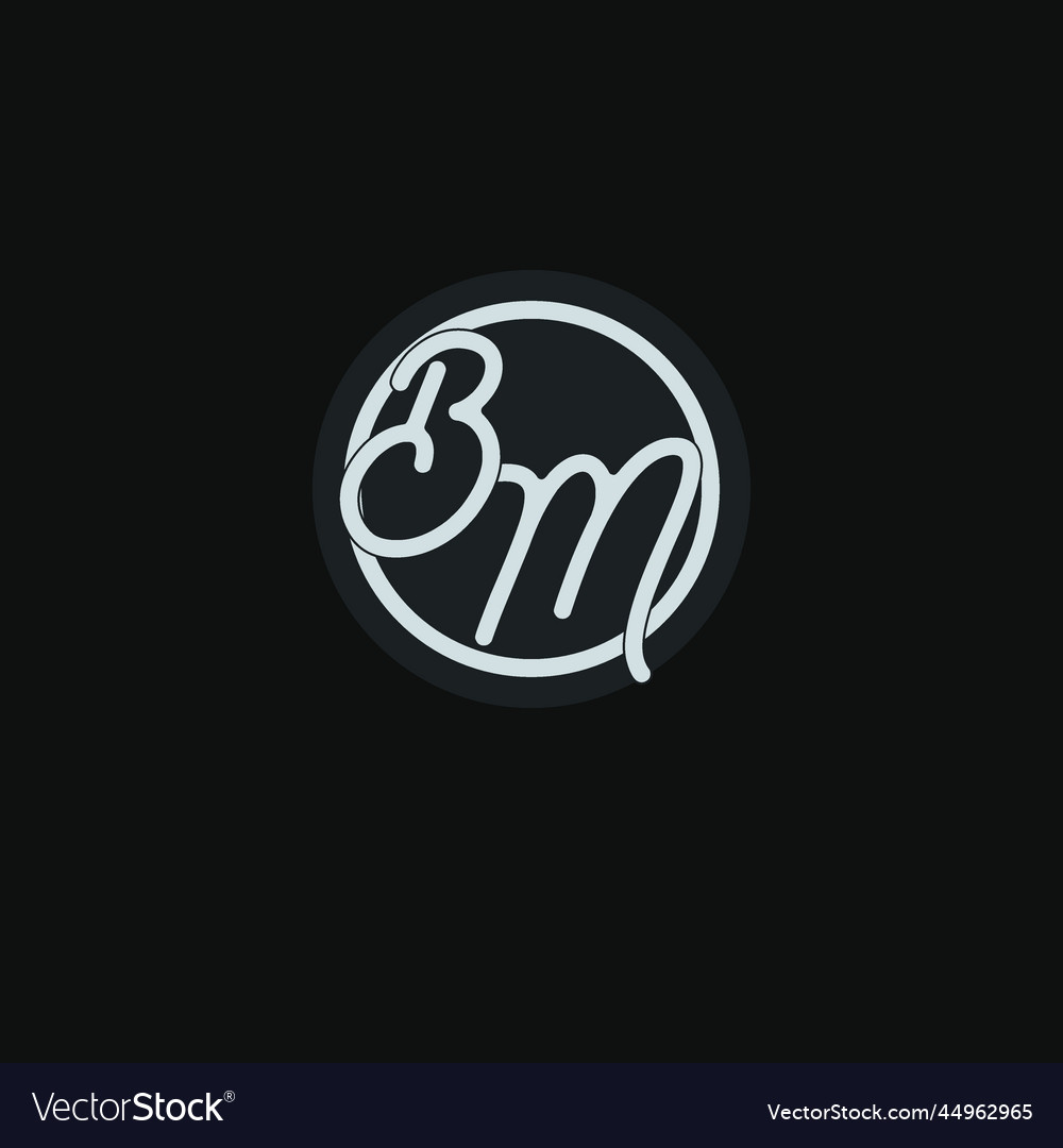 Initials bm logo monogram with simple circle line Vector Image