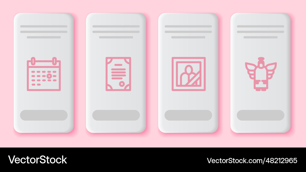 Set line calendar death death certificate Vector Image