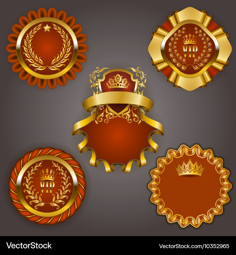 Set of gold vip Royalty Free Vector Image - VectorStock