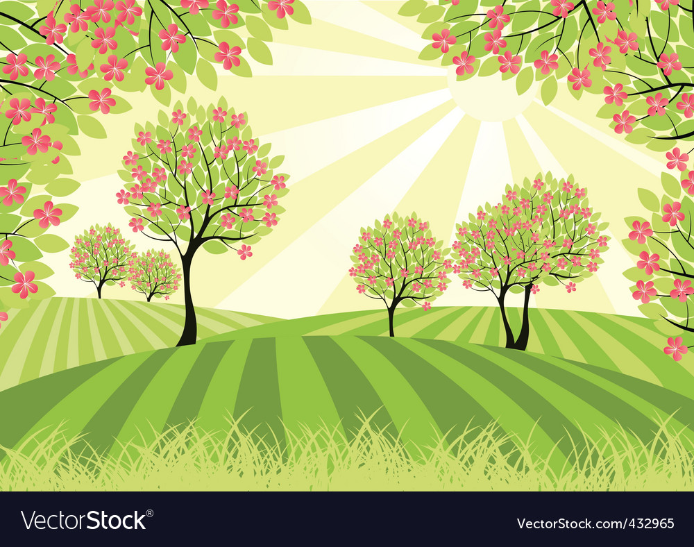 Spring landscape Royalty Free Vector Image - VectorStock