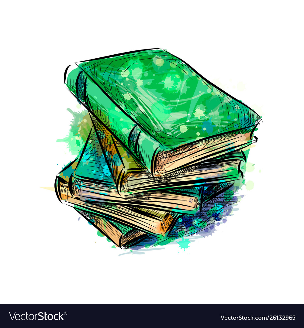 Stack multi colored books from a splash of Vector Image Stack multi colored books from a splash of Vector Image