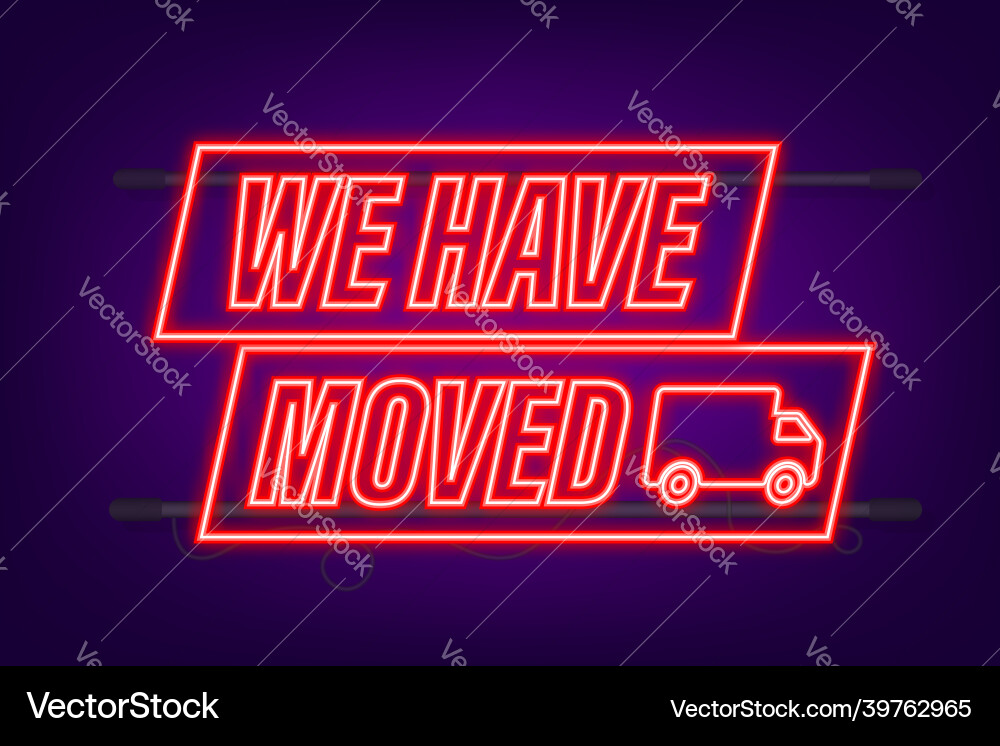 We re moving neon icon badge ready for use in web Vector Image
