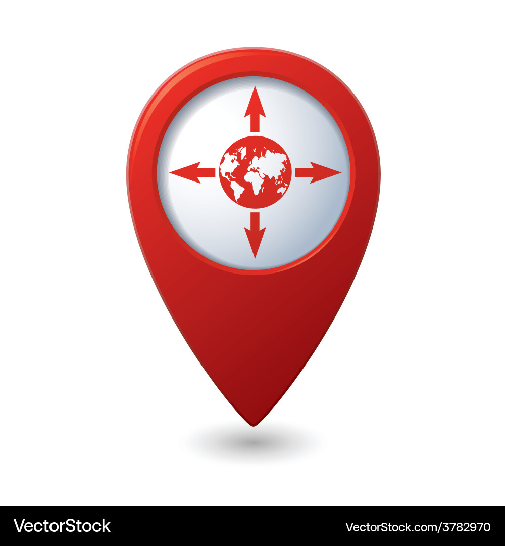Arrows and globe red pointer Royalty Free Vector Image