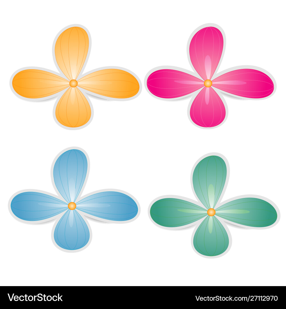 Bright colored paper flowers on a white background