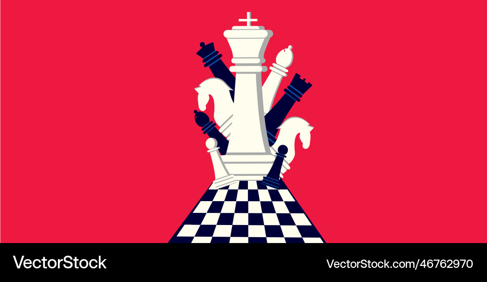 Chess pieces on a chessboard in a creative style Vector Image