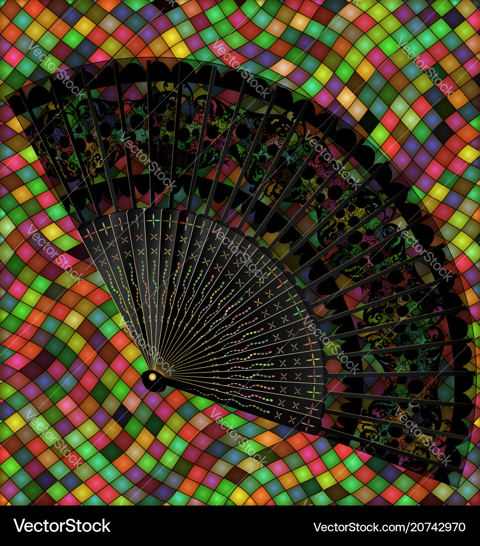 Color background and black fan Royalty Free Vector Image