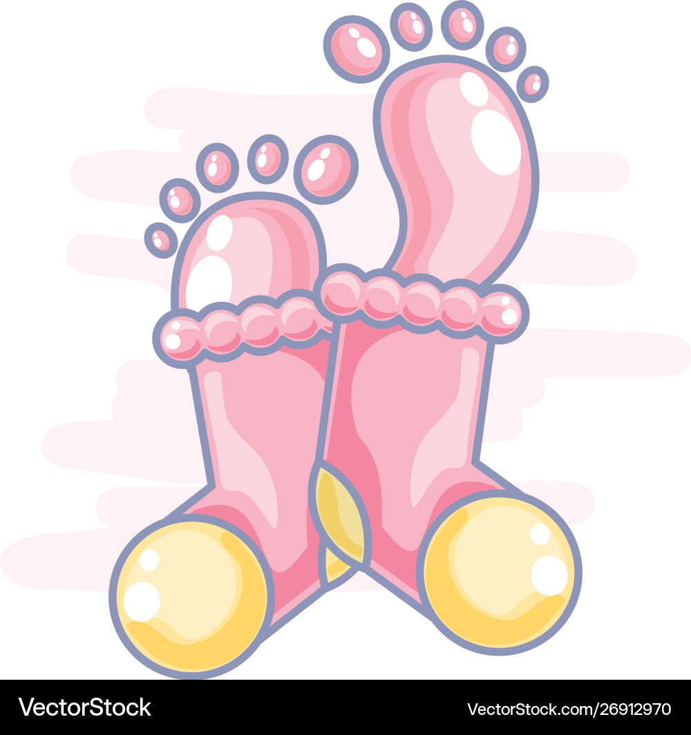 Cute baby footprints with socks Royalty Free Vector Image