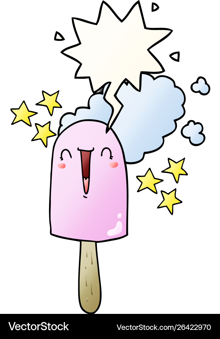 Cute cartoon ice lolly and speech bubble Vector Image