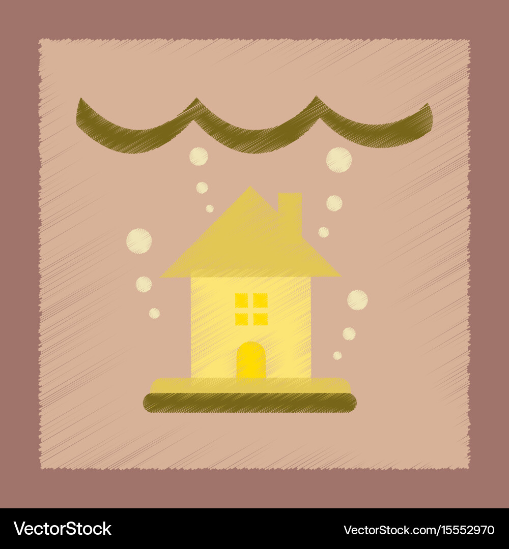 Flat shading style icon flood house Royalty Free Vector