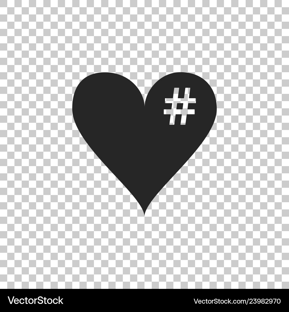 Hash love icon hashtag heart symbol Royalty Free Vector