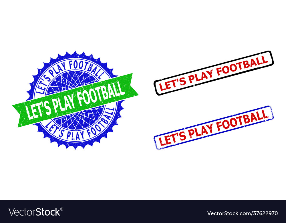 Let S Play Football Rosette And Rectangle Bicolor Vector Image