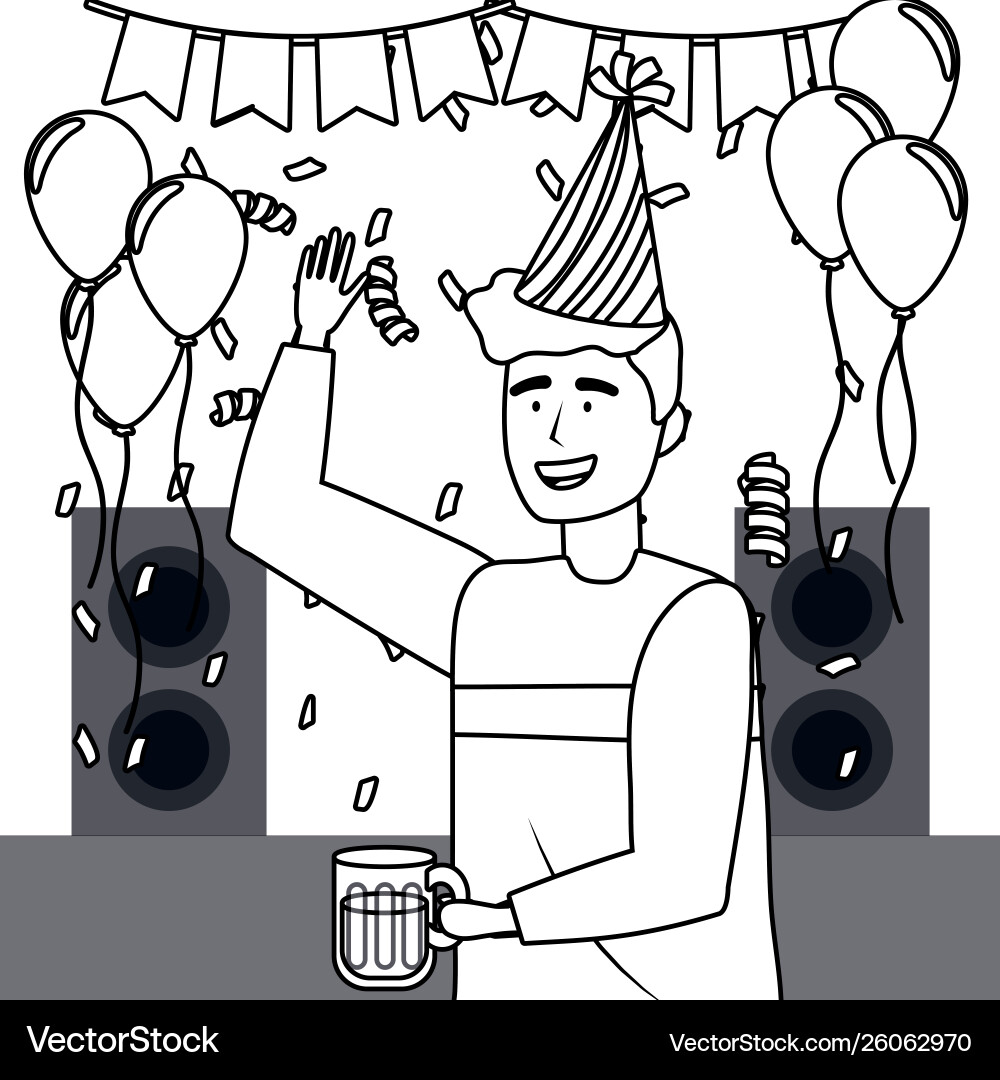Man cartoon with party hat design Royalty Free Vector Image