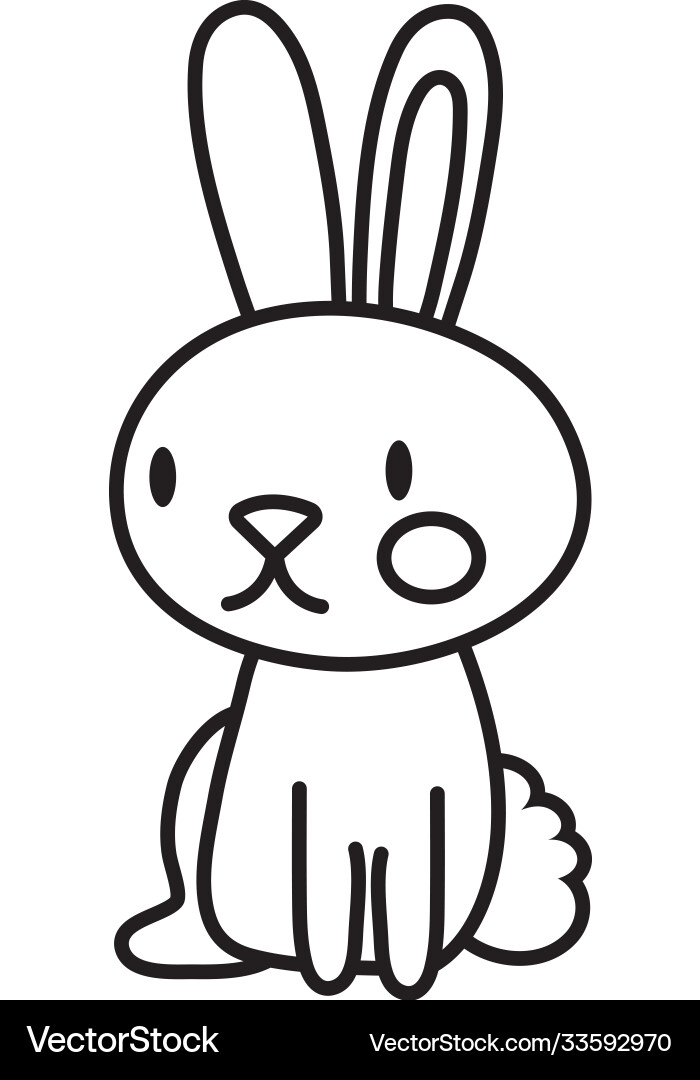 Mid autumn cute rabbit seated line style icon Vector Image