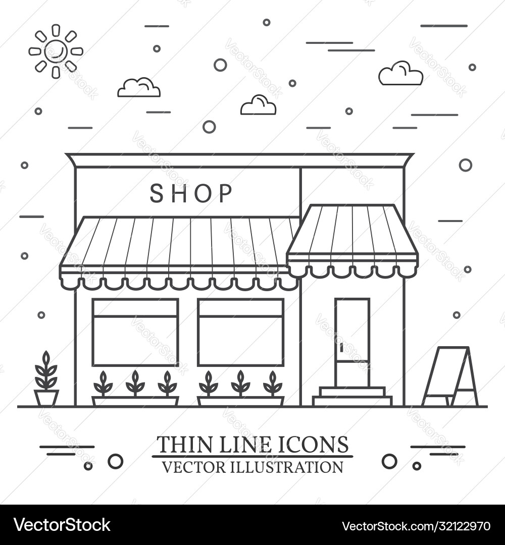 Modern minimalist design with store building Vector Image