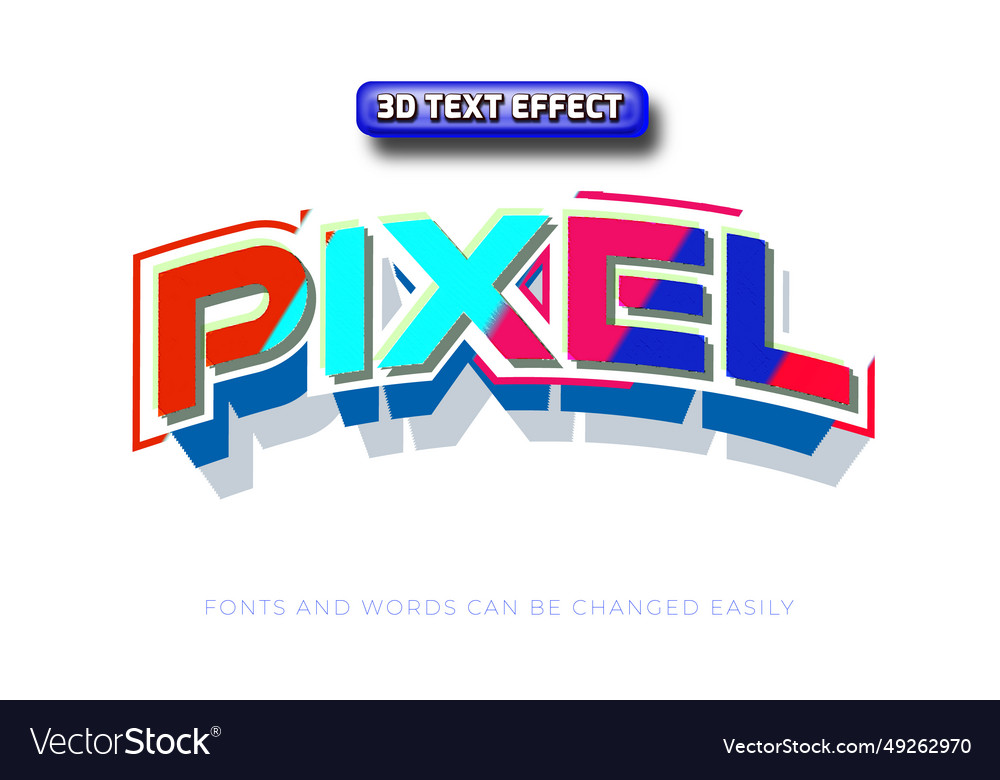 Pixel style 3d editable text effect Royalty Free Vector