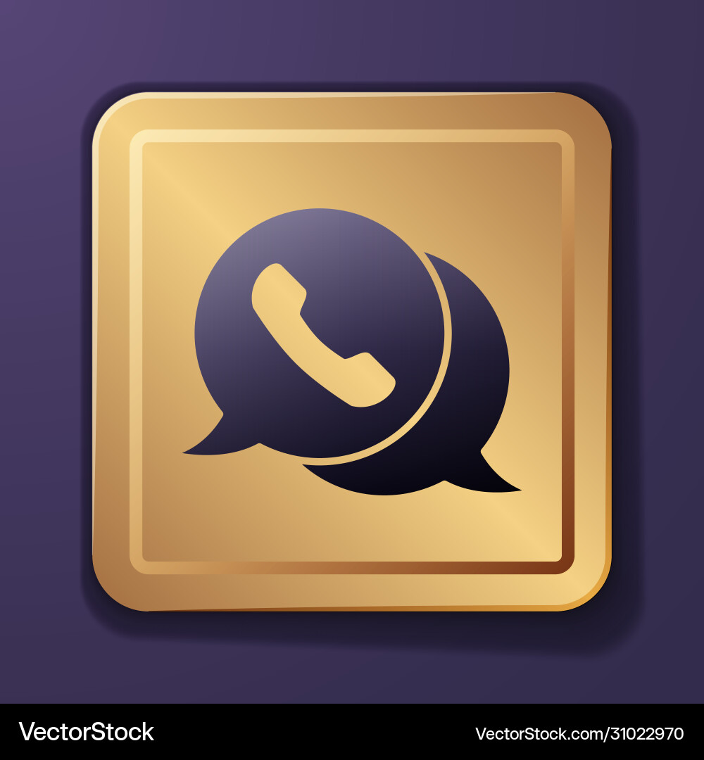 Purple telephone with speech bubble chat icon Vector Image