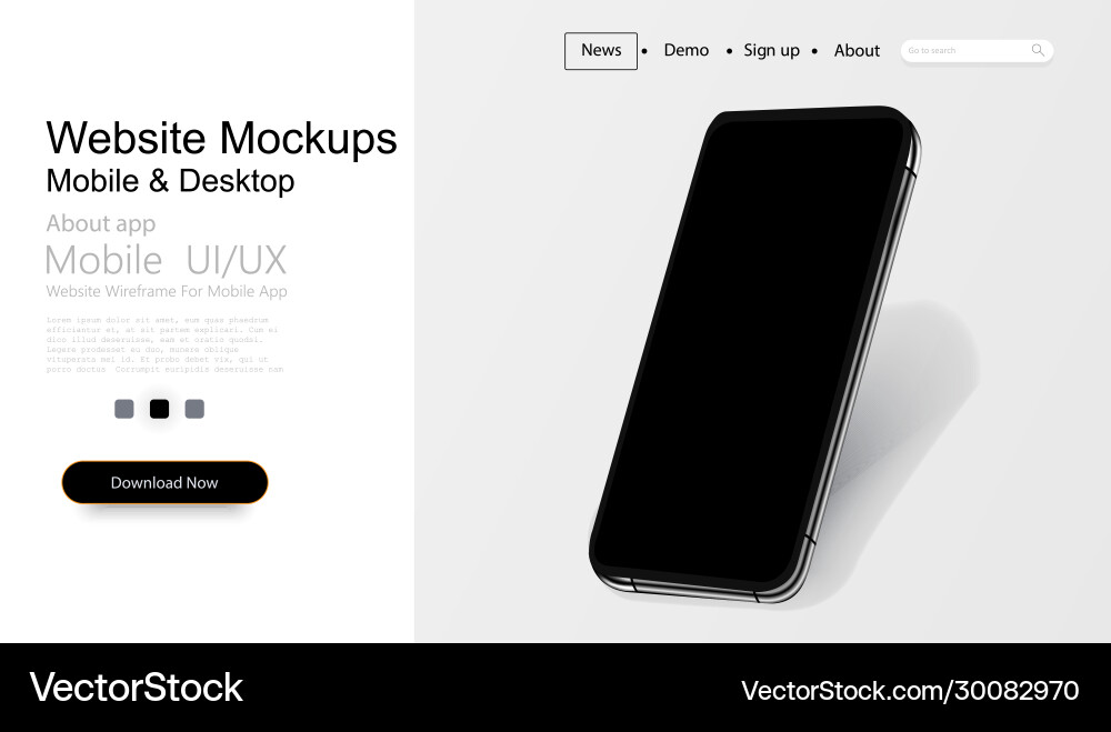 Realistic smartphone mockup black color Royalty Free Vector