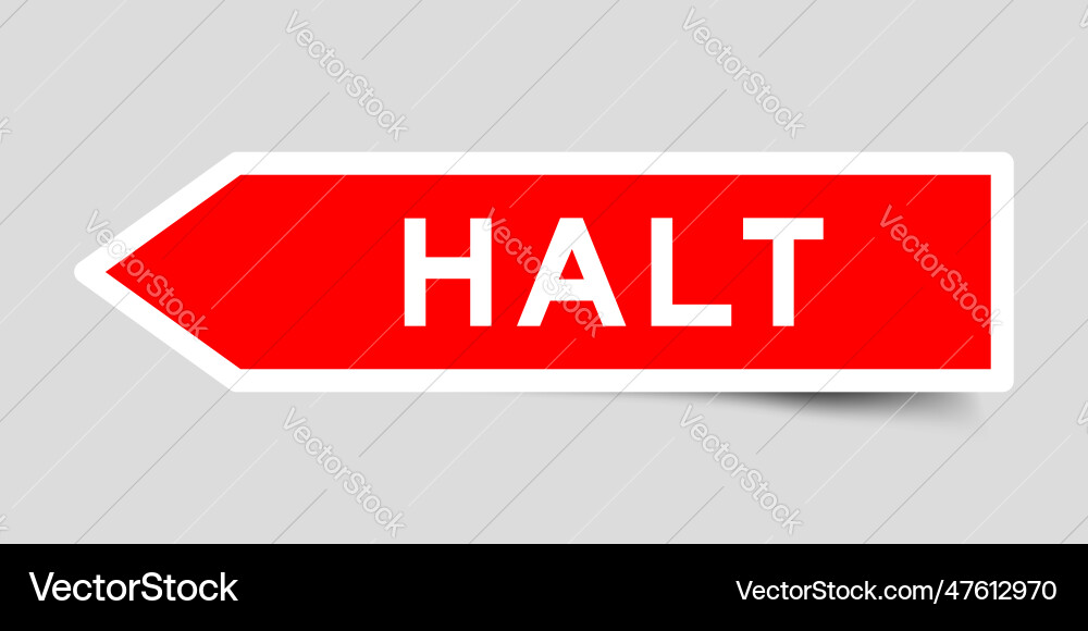 Red color arrow shape sticker label with word Vector Image