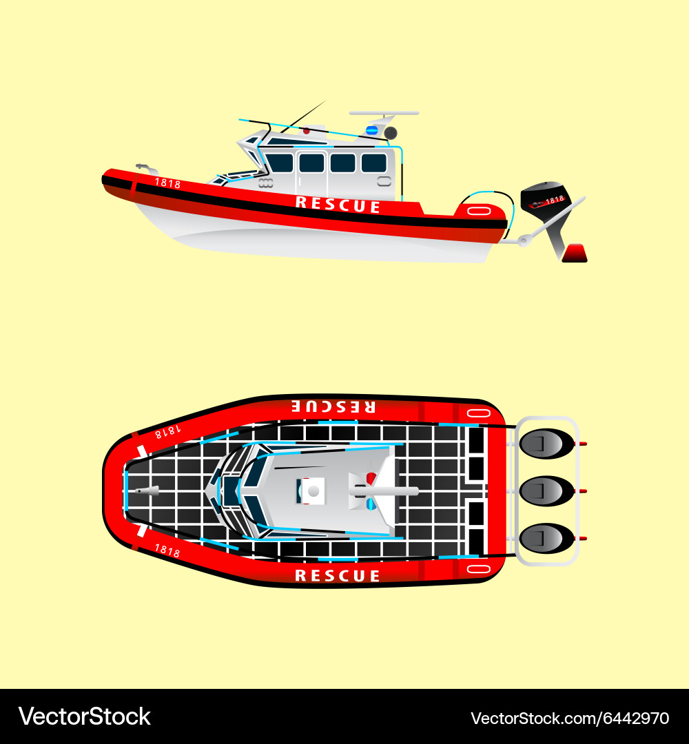 Rescuers on the boat 2 Royalty Free Vector Image
