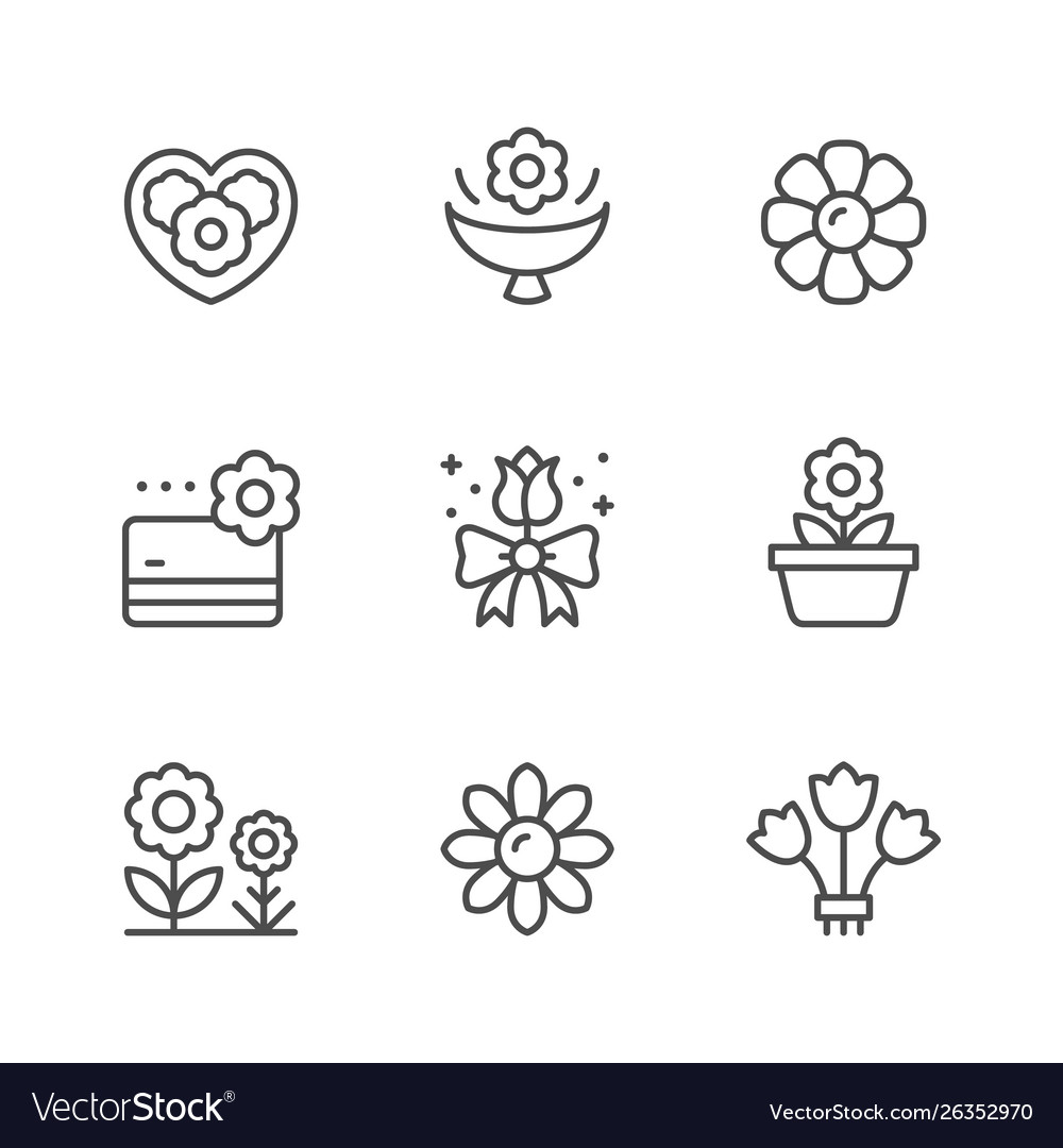 Set line icons flower Royalty Free Vector Image