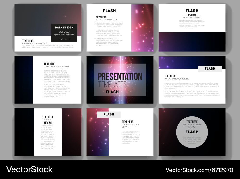 Set of 9 templates for presentation slides Vector Image