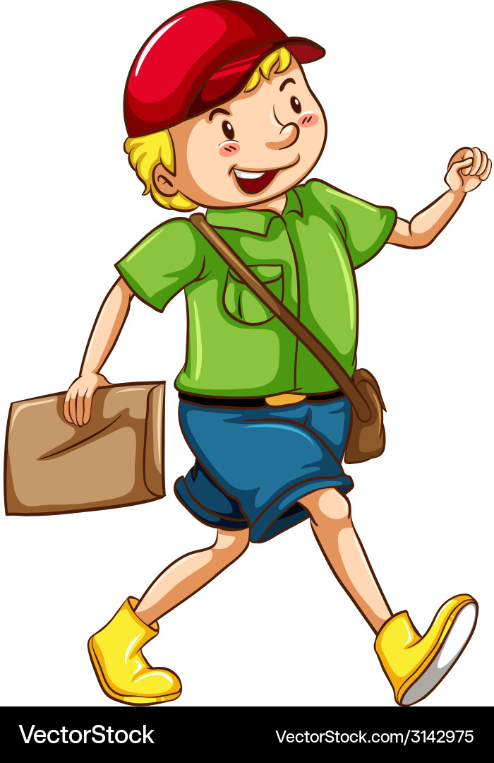 A drawing of a happy postman Royalty Free Vector Image