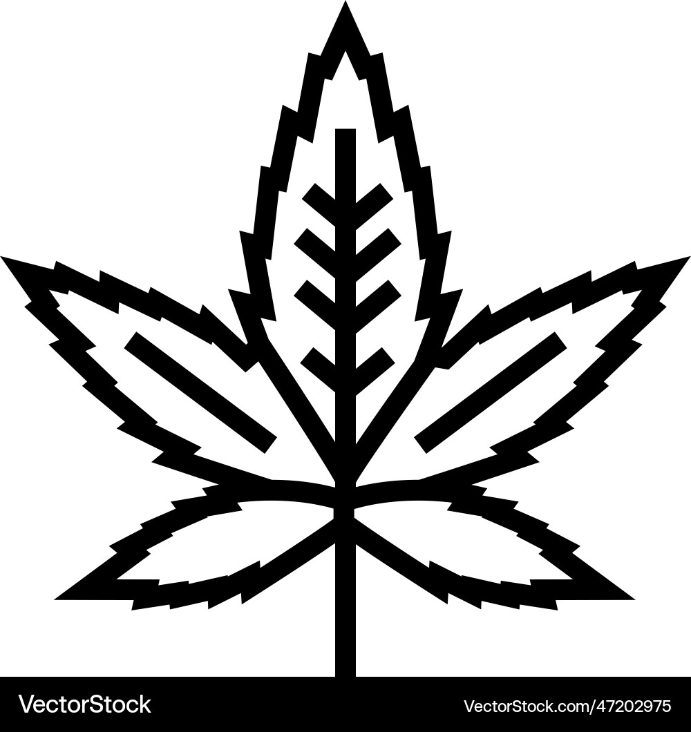 Cannabis plant leaf hemp line icon Royalty Free Vector Image