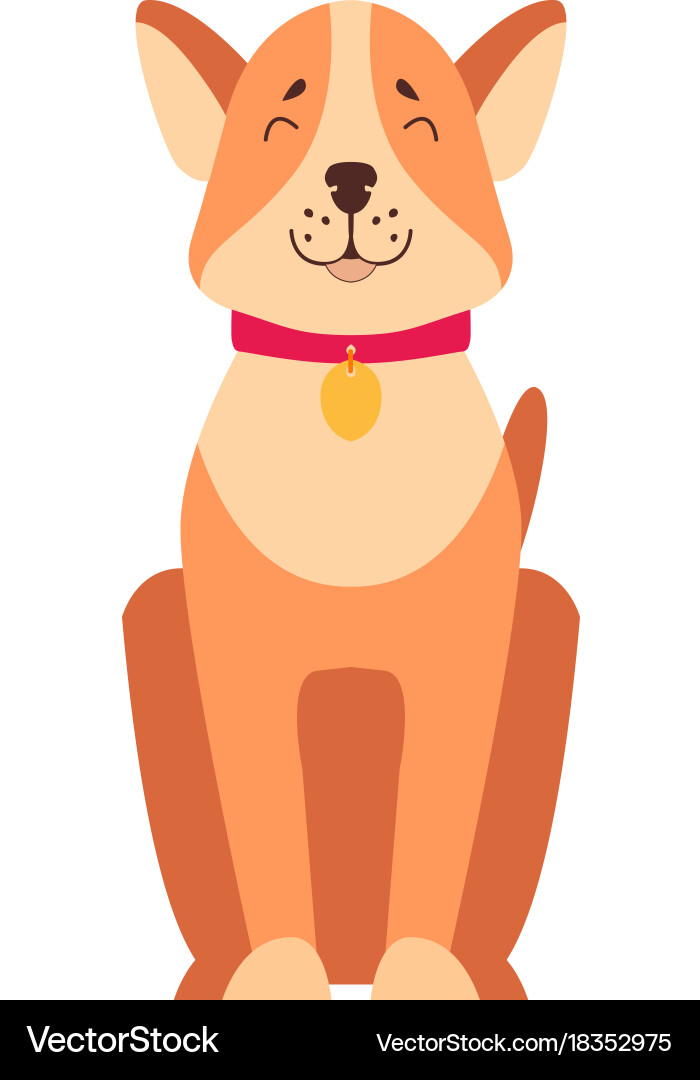 Cute dog seating cartoon flat icon Royalty Free Vector Image