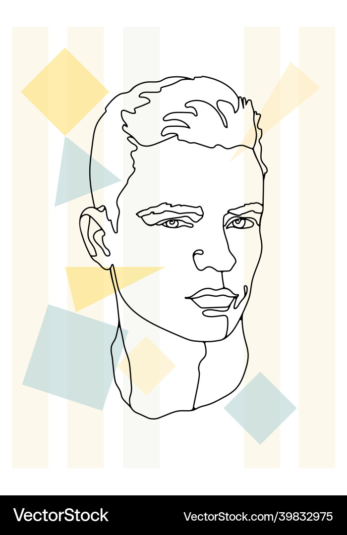Face line art 3 man and geometry Royalty Free Vector Image