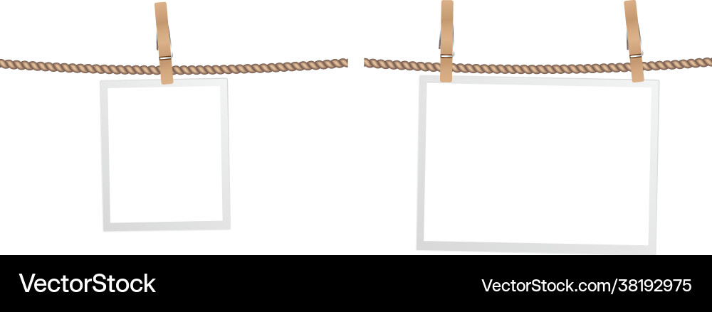 Frames on wood clips photo frame for interior Vector Image