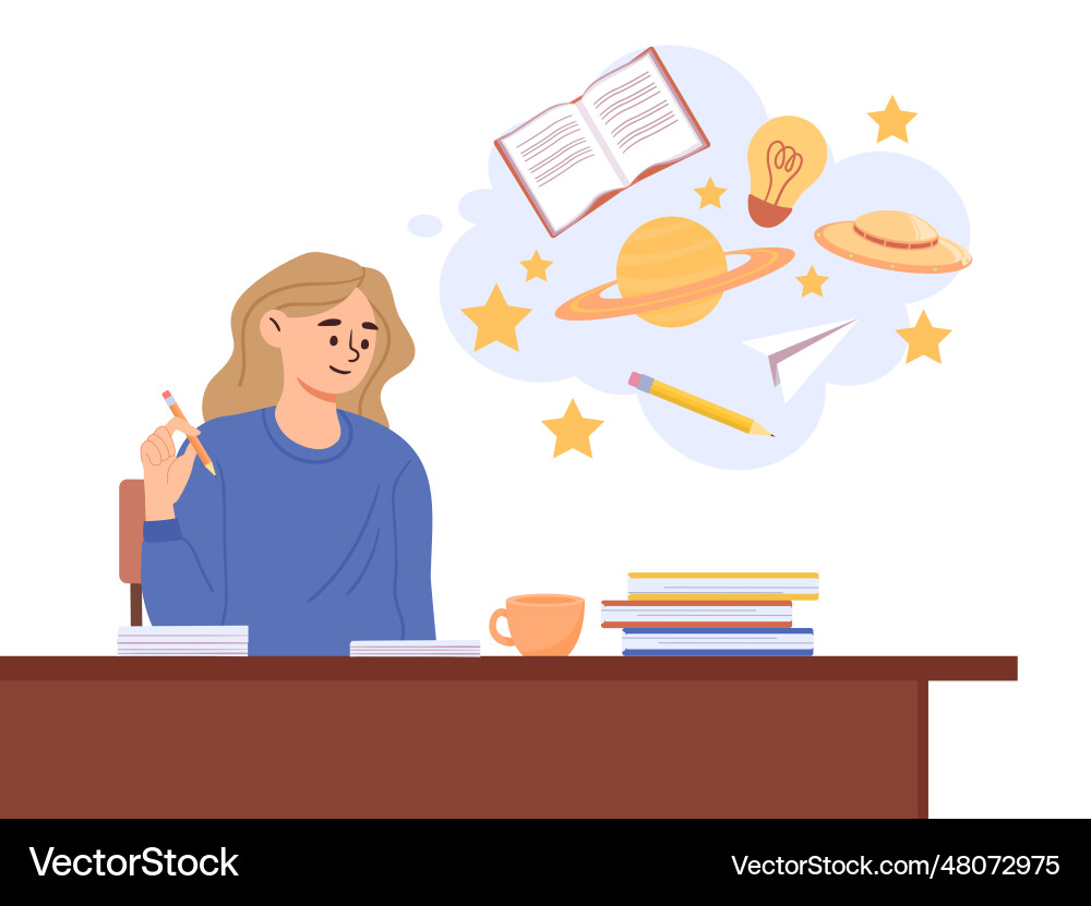 Girl with inspiration concept Royalty Free Vector Image