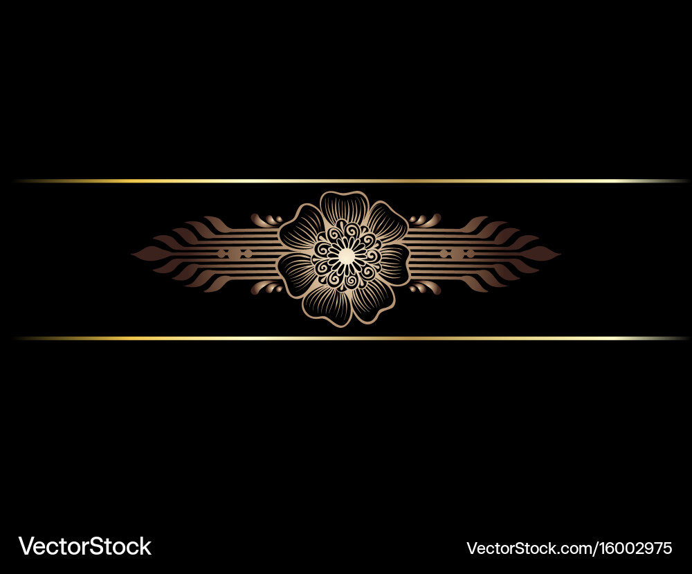 Gold indian line art border Royalty Free Vector Image