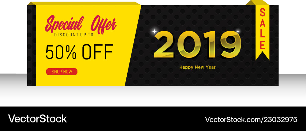 Happy new year offer banner Royalty Free Vector Image