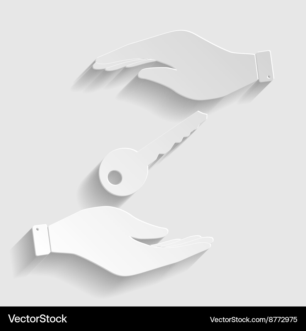 Key sign paper style icon Royalty Free Vector Image