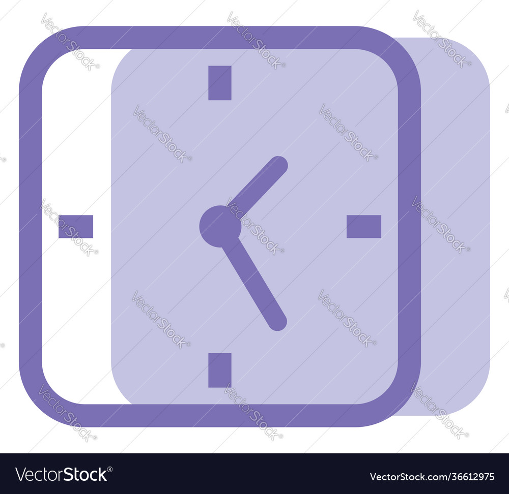 Reactangular purple clock on white background Vector Image