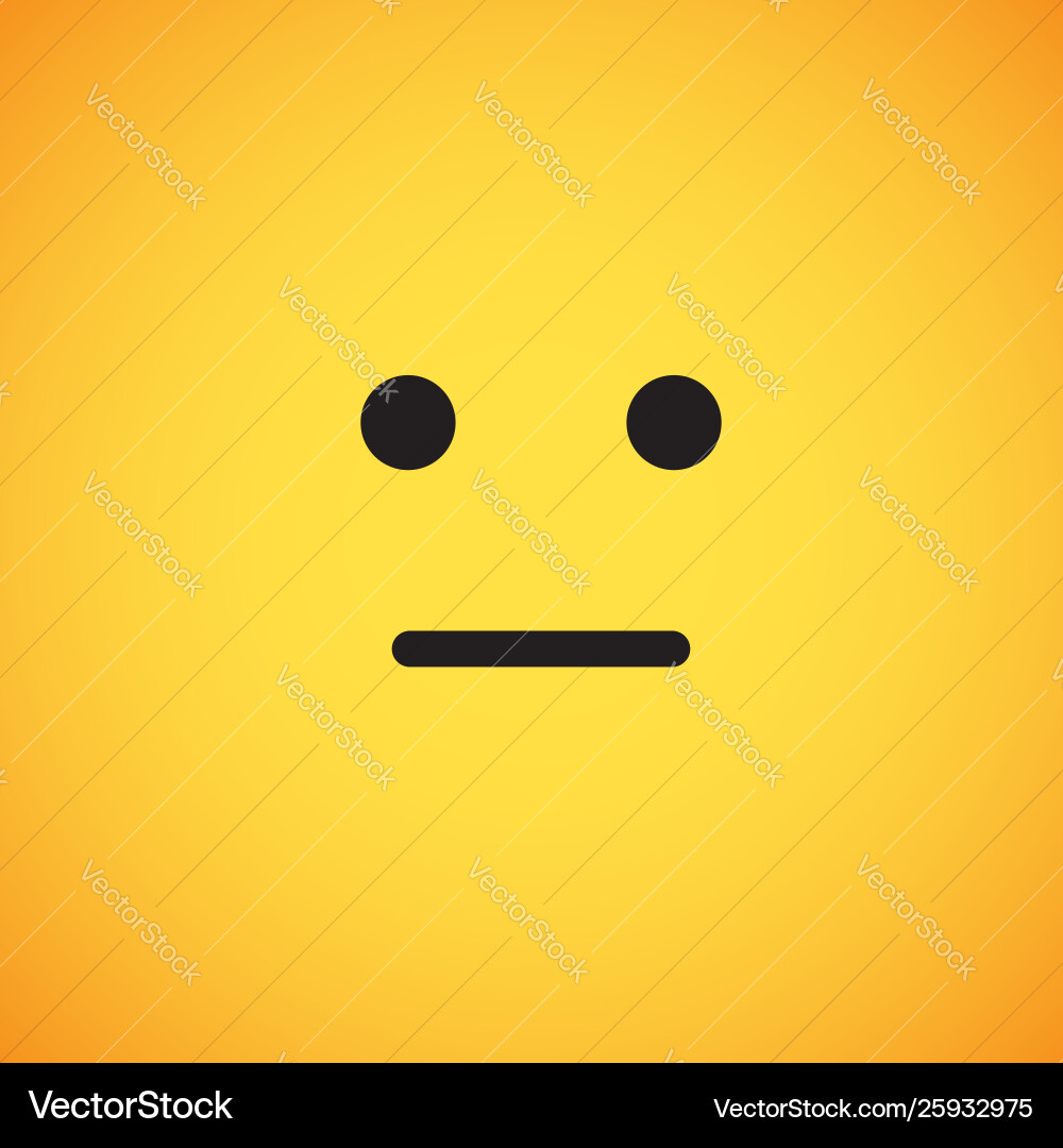 Realistic yellow emoticon in front a yellow Vector Image