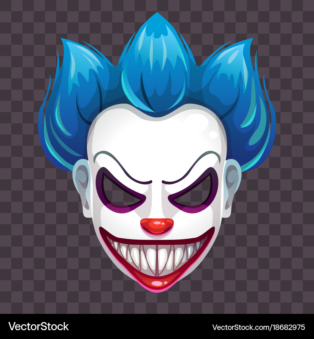 Scary evil clown mask on transparent Royalty Free Vector