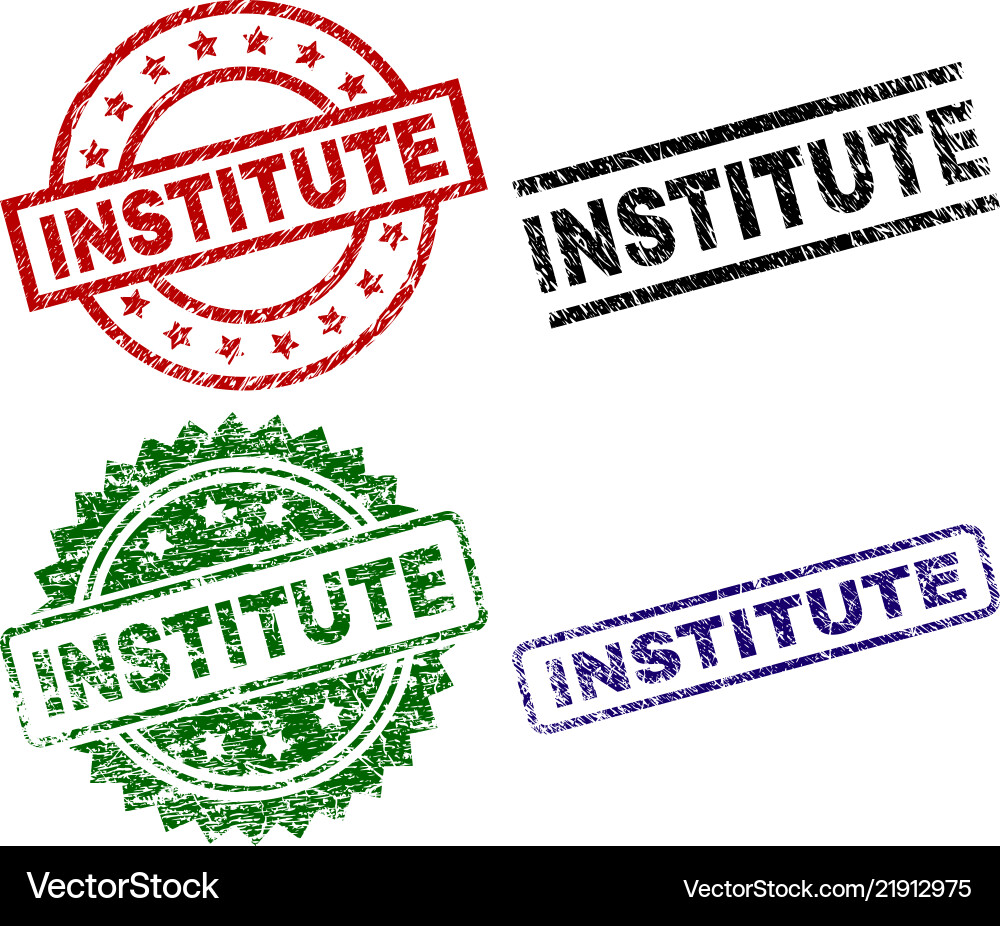 Scratched textured institute stamp seals Vector Image