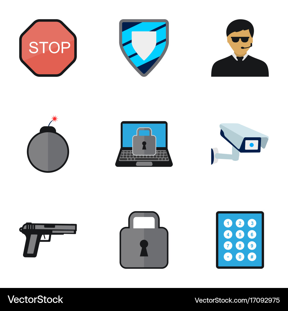 Set of 9 editable safety flat icons includes Vector Image